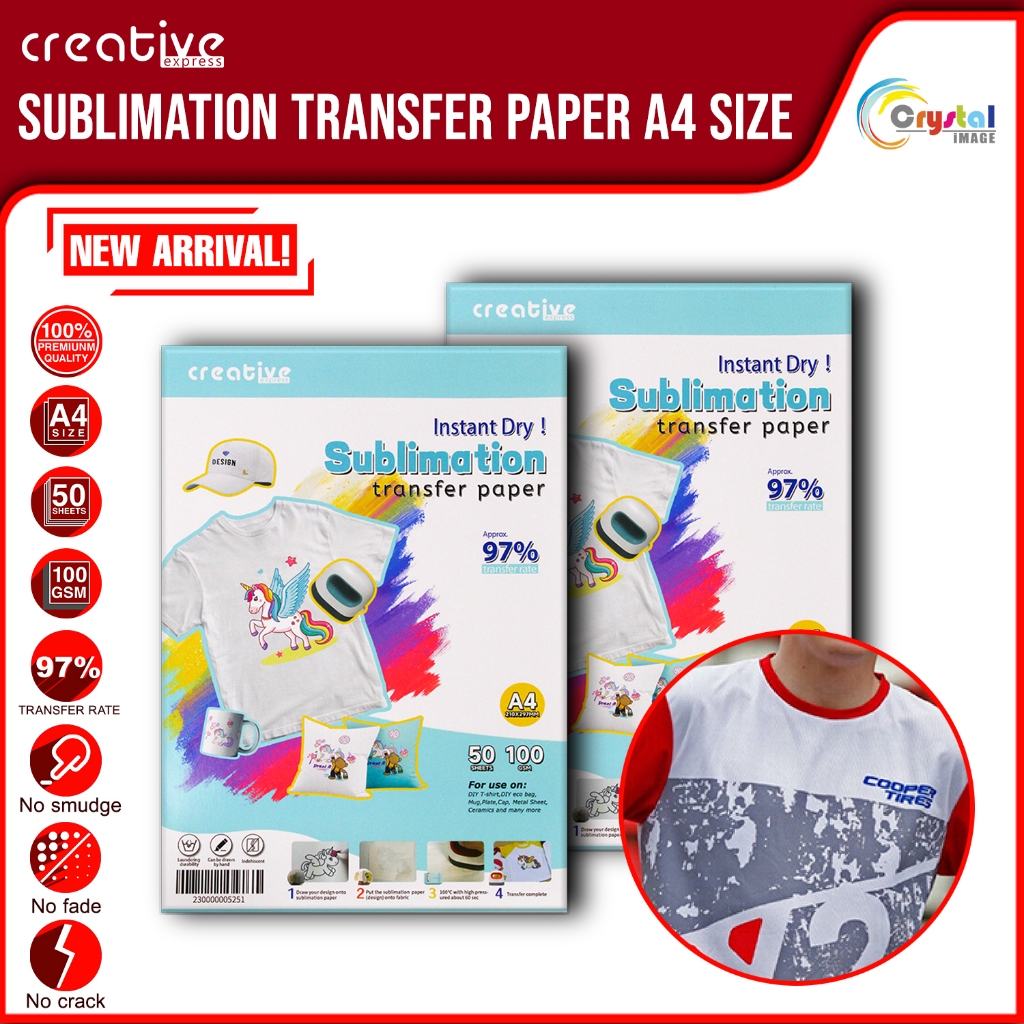 Creative Express Sublimation Transfer Paper A4 Size 100gsm | Heat ...