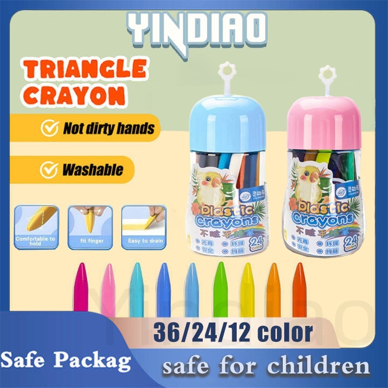 Yindiao 12/24/36 Colors for Kids Plastic Crayons Washable Not Dirty ...