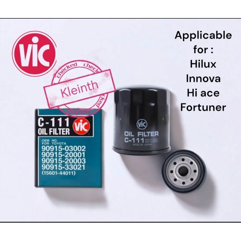 VIC C 111 OIL FILTER FOR INNOVA / FORTUNER / HILUX / HI ACE / RAV4 ...