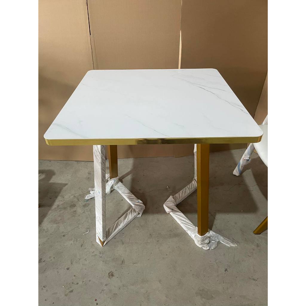 Yali Square Table Dining Table 2Seaters Steel and wood Laminated Gold ...
