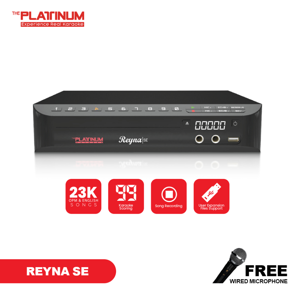Platinum Karaoke Reyna SE Professional Player with 23,000+ songs with Wired Microphone | Shopee ...