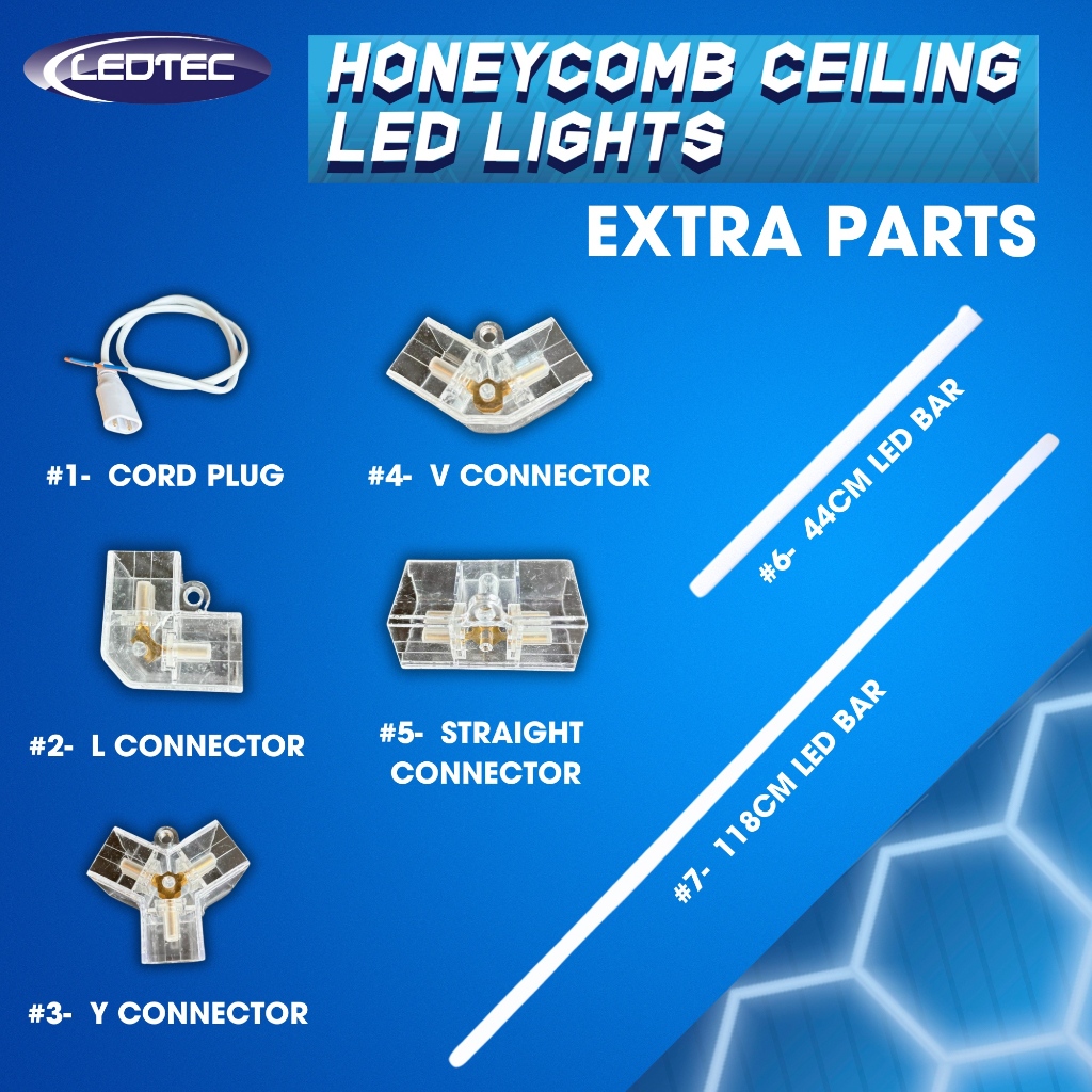 LEDTEC Hexagon Honeycomb LED Light Parts for Automotive Car Wash Wrap ...