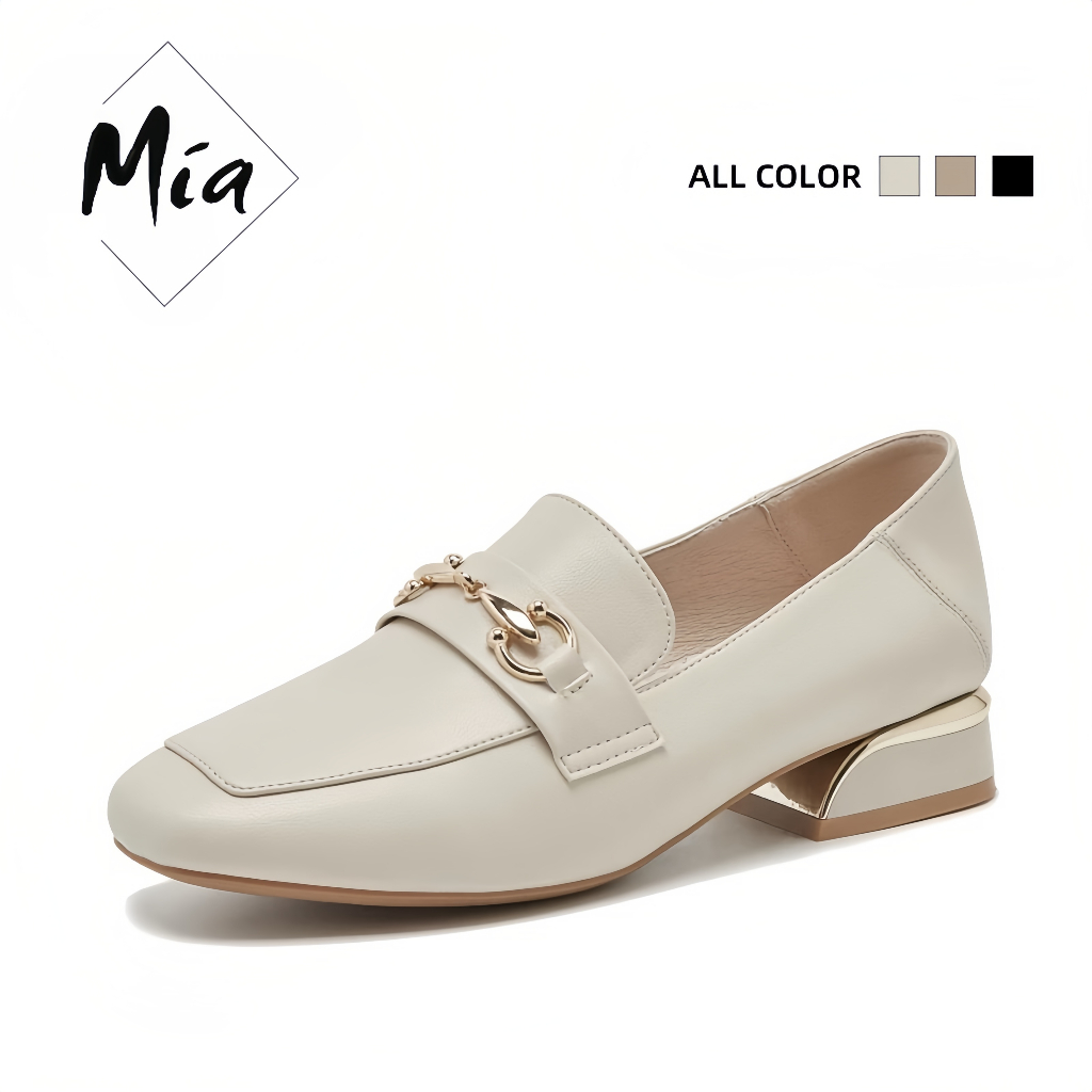 MIA Shoes For Women Buckle Square Toe Mid-Heels Slip-On Loafers ...