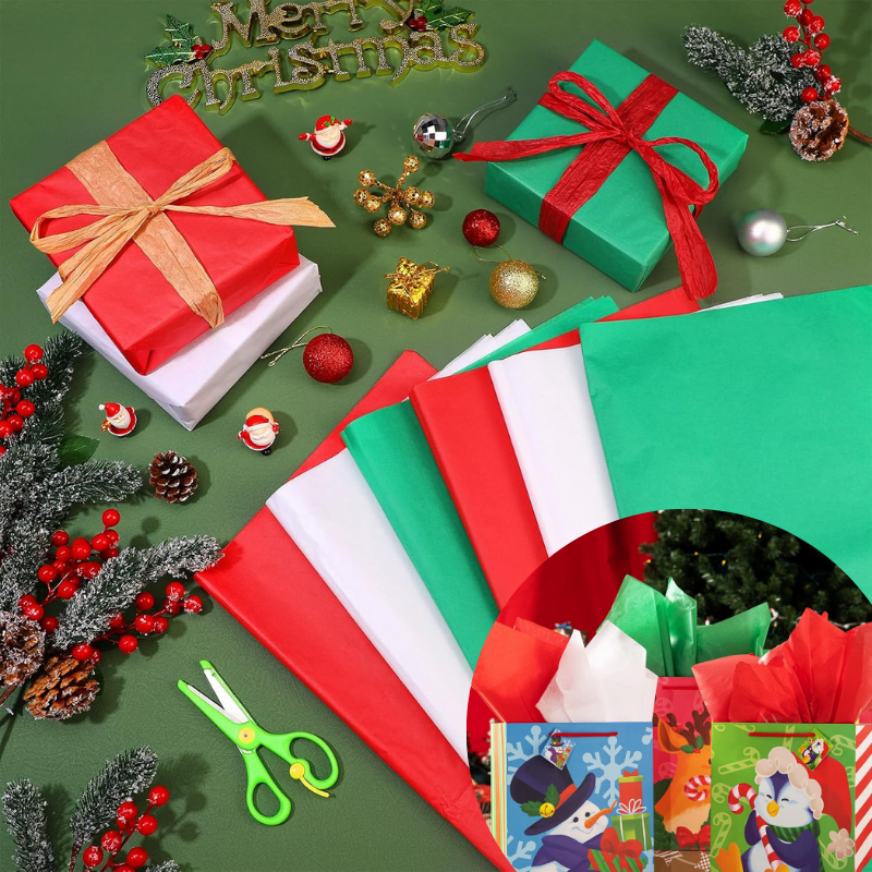 18PCS. Christmas Tissue Wrapper Paper Three Colors For Christmas Gifts ...