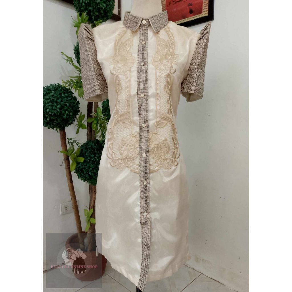 Modern filipiniana with ethnic design and embroidery | Shopee Philippines
