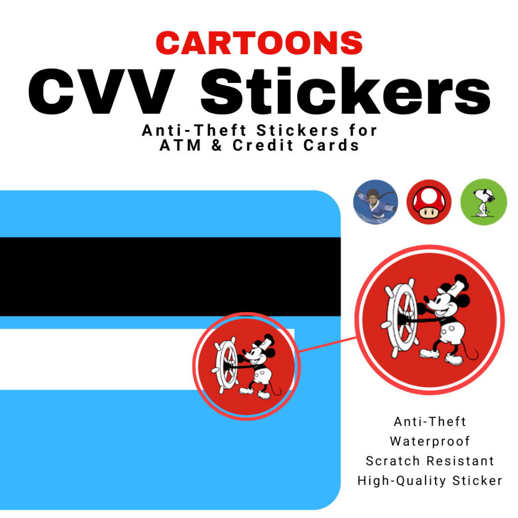 Cartoons CVV Stickers (Anti-Theft, Waterproof Stickers for ATM, Credit ...