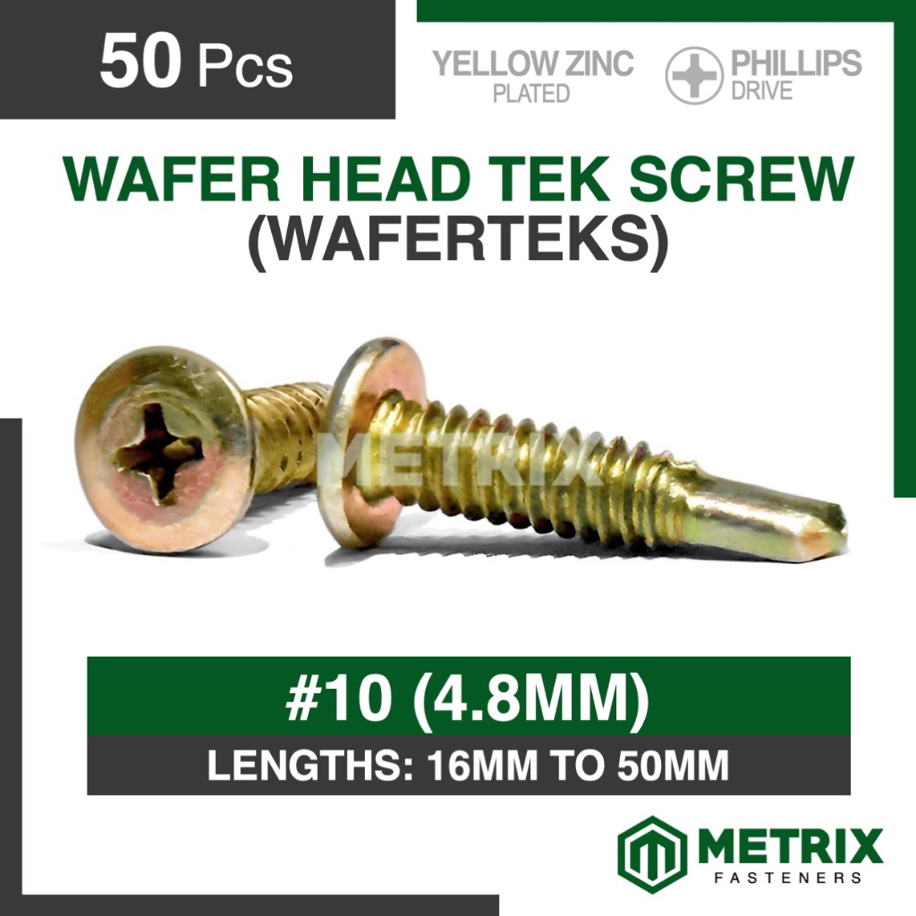 50pc Wafer Head Tek Screw / Waferteks Self Drilling Screw #10 ( 4.8MM ...