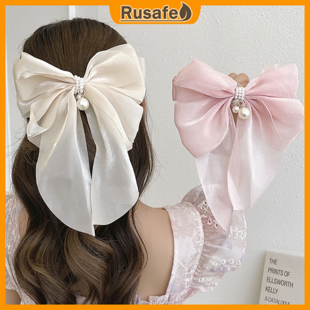 1PC Fashion Large Size Women's Bow Pearl Ribbon Hairpin High Quality ...