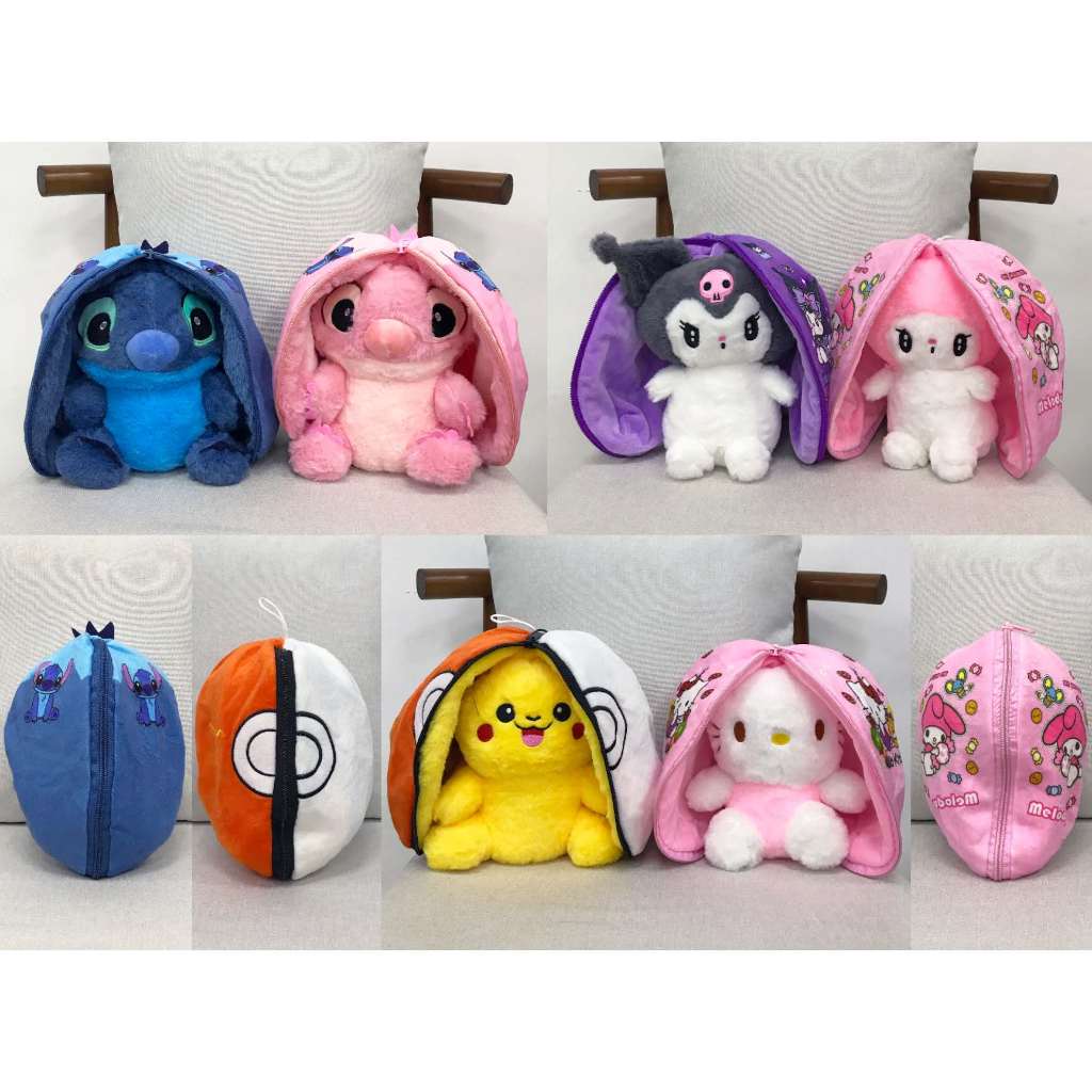 ⚡2 in 1⚡Cute Kuromi Melody KT Stitch Capybara Pikachu Cinnamoroll 2 in ...