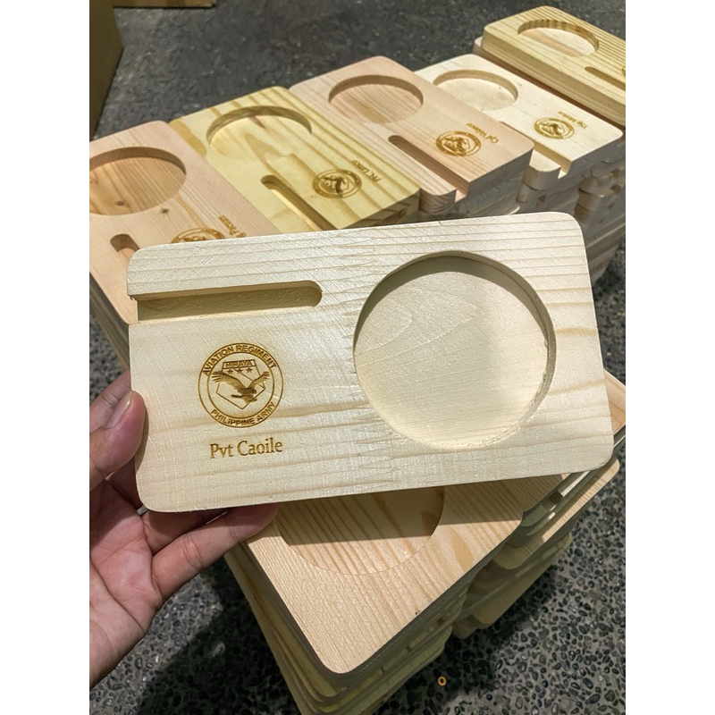 Wooden Coaster Phone Holder with Laser Engrave Print | Shopee Philippines