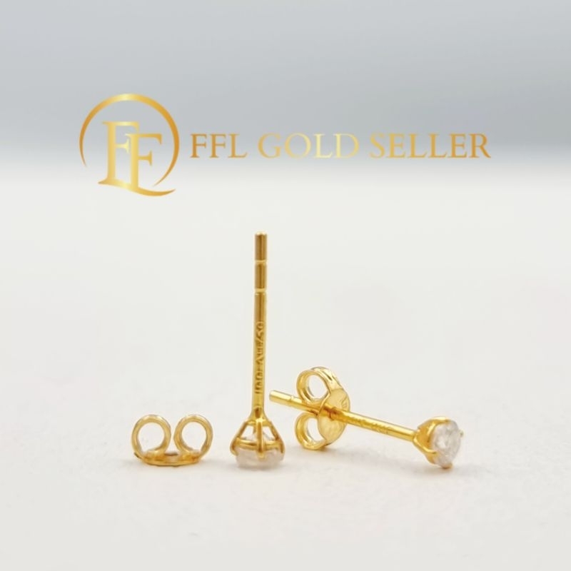FFL | Moissa Stud | 18k Gold Earrings | Yellow Gold | Gold Pakaw | 2 ...