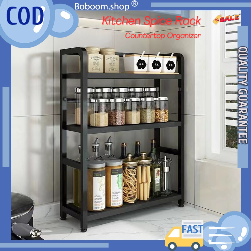 ♬COD♬ Kitchen Seasoning Organizer Storage Rack Stainless Steel Spice ...