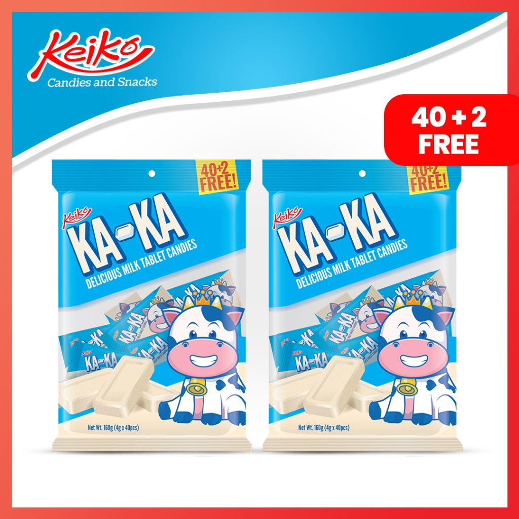 Keiko Ka-Ka Delicious Milk/Chocolate Tablet Candy (40+2 FREE) Bundle of ...