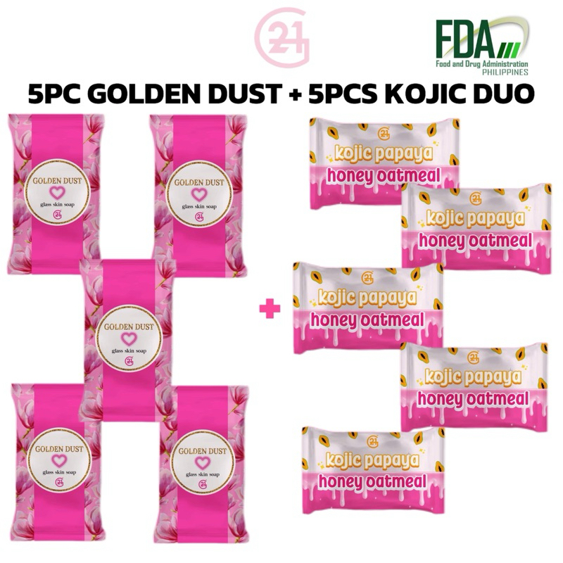 [10PCS BUNDLE] 5PCS G21 DUO SOAP Kojic Papaya 60g + 5PCS Golden Dust ...
