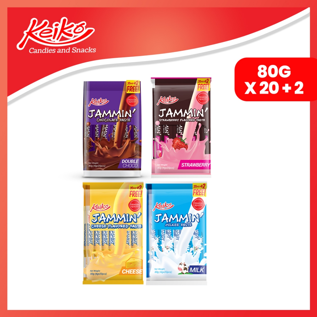 Keiko Jammin Double Choco/Strawberry/Cheese/Milkee Paste 80G (20+2 FREE ...