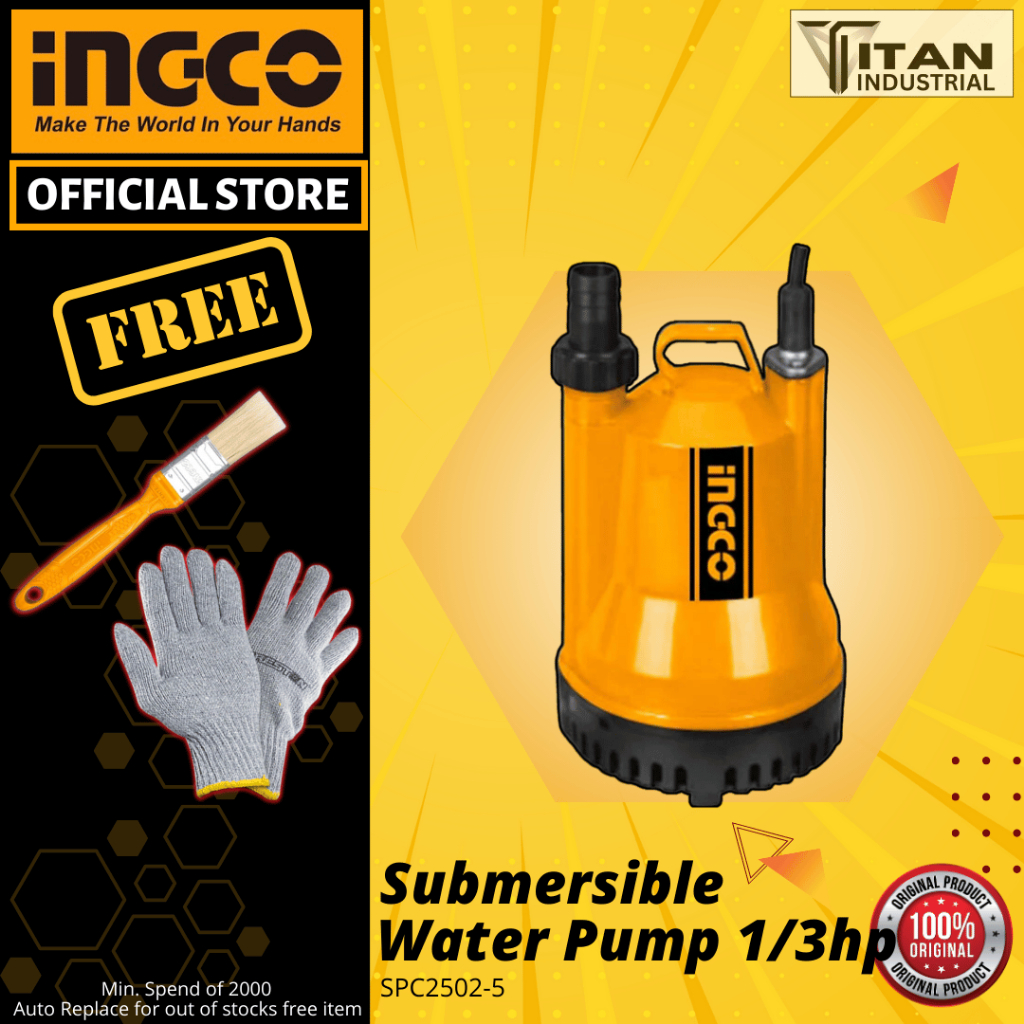 INGCO Submersible Water Pump 1/3hp SPC2502-5 • Tm ss | Shopee Philippines