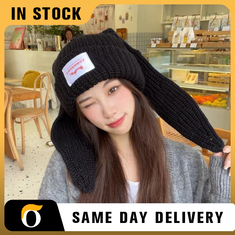 Cute and Warm Winter Knit Beanie Sweet Stylish Thickened Rabbit Ear ...