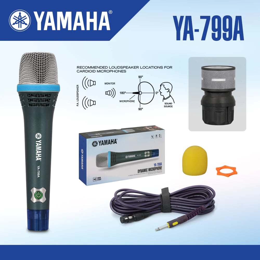 Yamaha YA-799A Universal Microphone Karaoke Dynamic Heavy Duty Wired Professional Microphone ...
