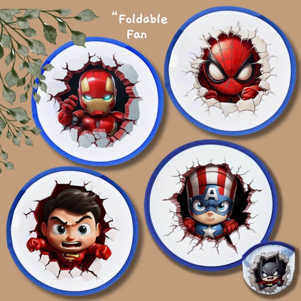 Superheroes Batman Superman Spiderman Useful Twist Fold Hand Fans Sun ...