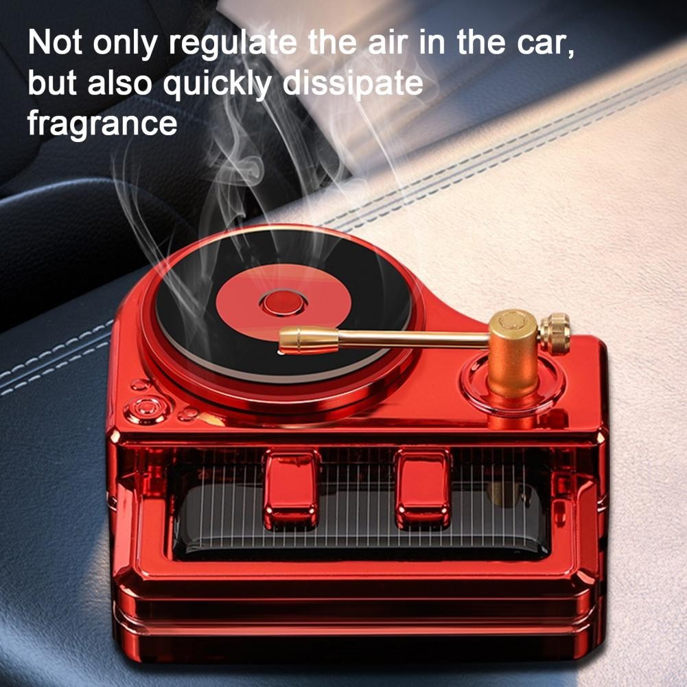 Car Solar Air Freshener Rotating Piano Record Player Ornament Fragrance ...