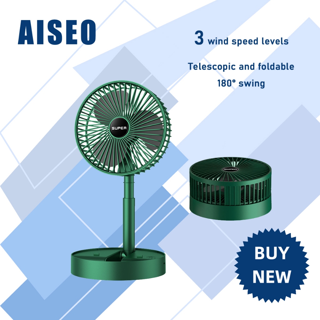 USB Rechargeable Telescopic Folding Floor Fan, 3 Speed Wind Control ...