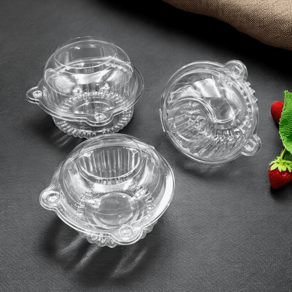 50PCS Clear Clamshell Cupcake Dome Burger Box Mini Cake Container Donut ...