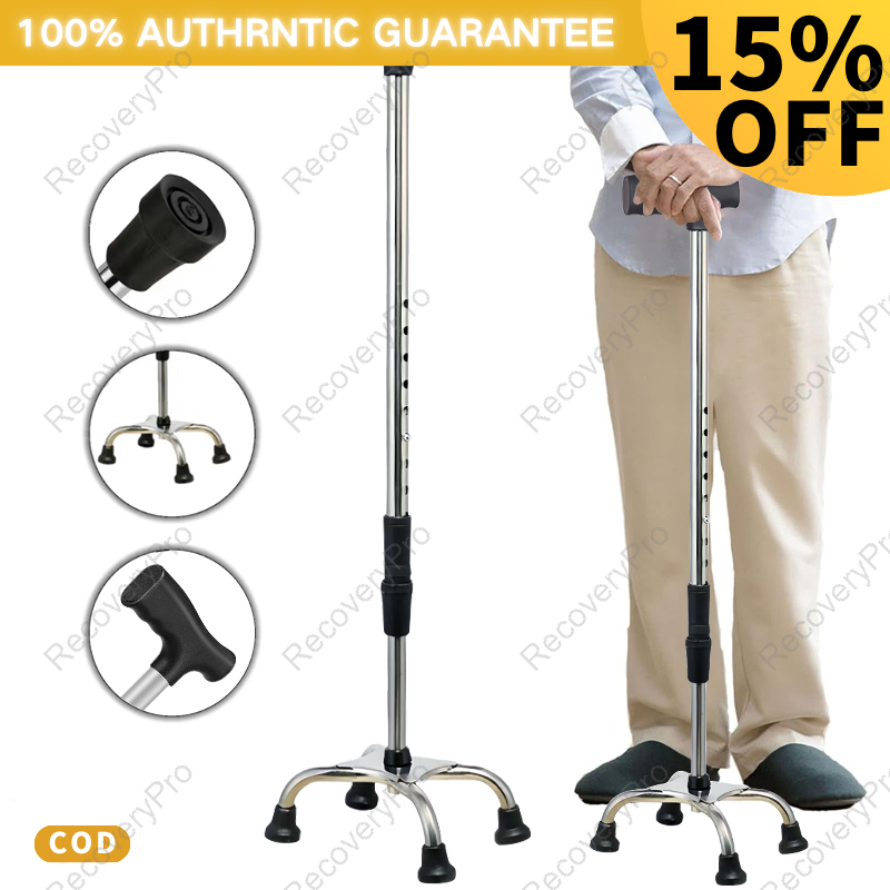 RecoveryPro Quad Cane Tungkod with Chair Adjustable Height for Senior ...
