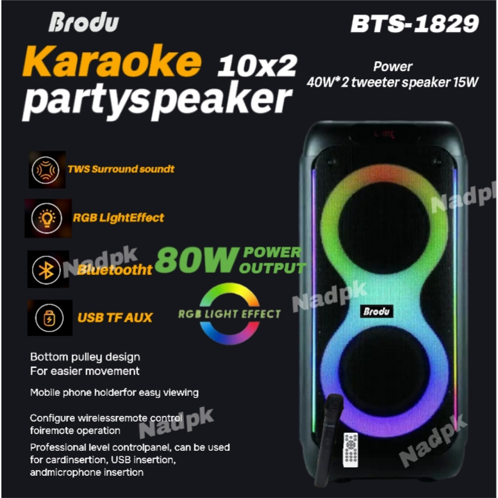 BTS-1829 Dual 10 Inch Big Bluetooth Portable Party Speaker With USB/TF ...