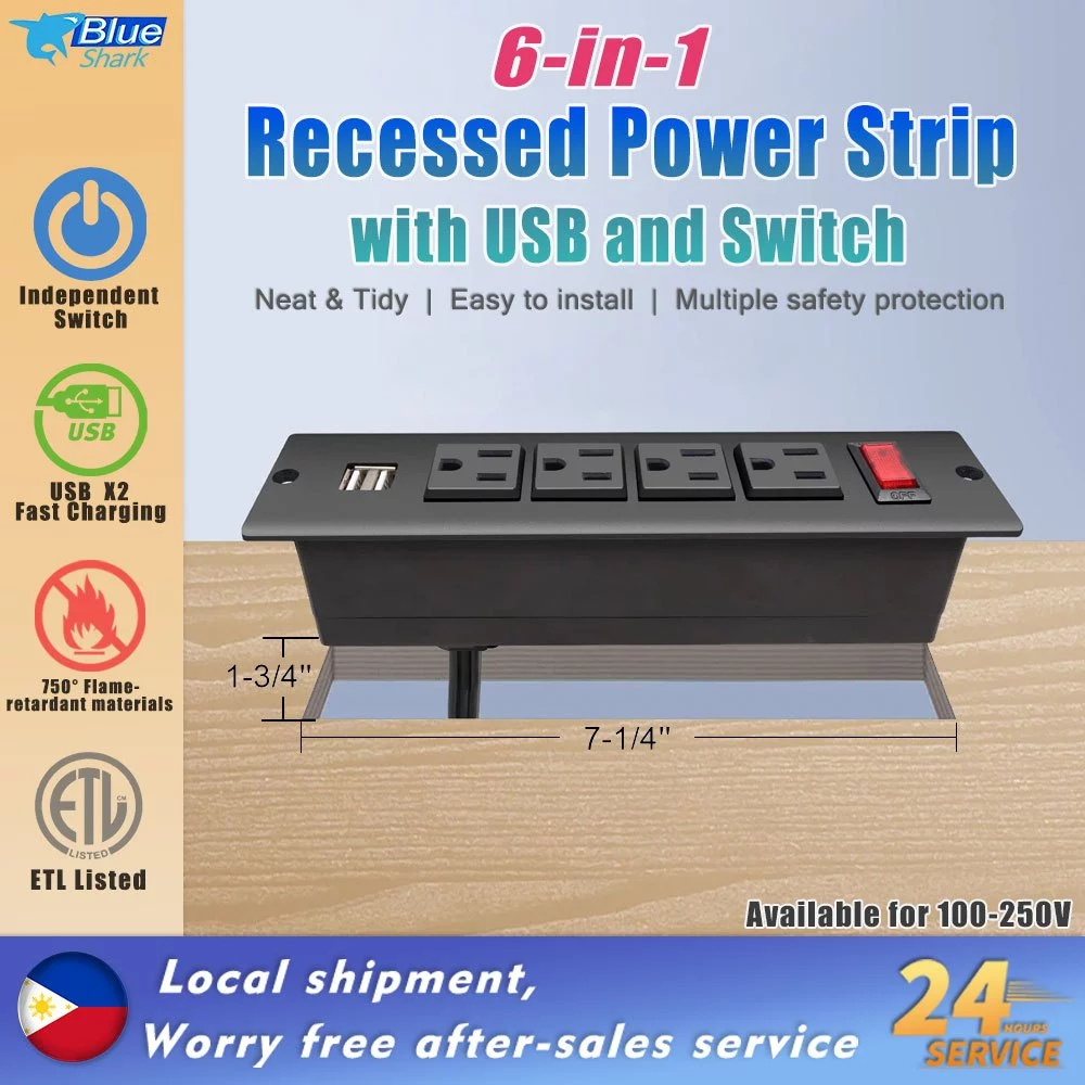Embedded Socket Desk Extension Cord With USB 4 Outlets 2 Meters ...