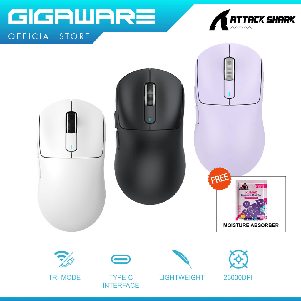 Attack Shark X3 Wireless Gaming Mouse Lightweight Tri-Mode 2.4G USB-C ...