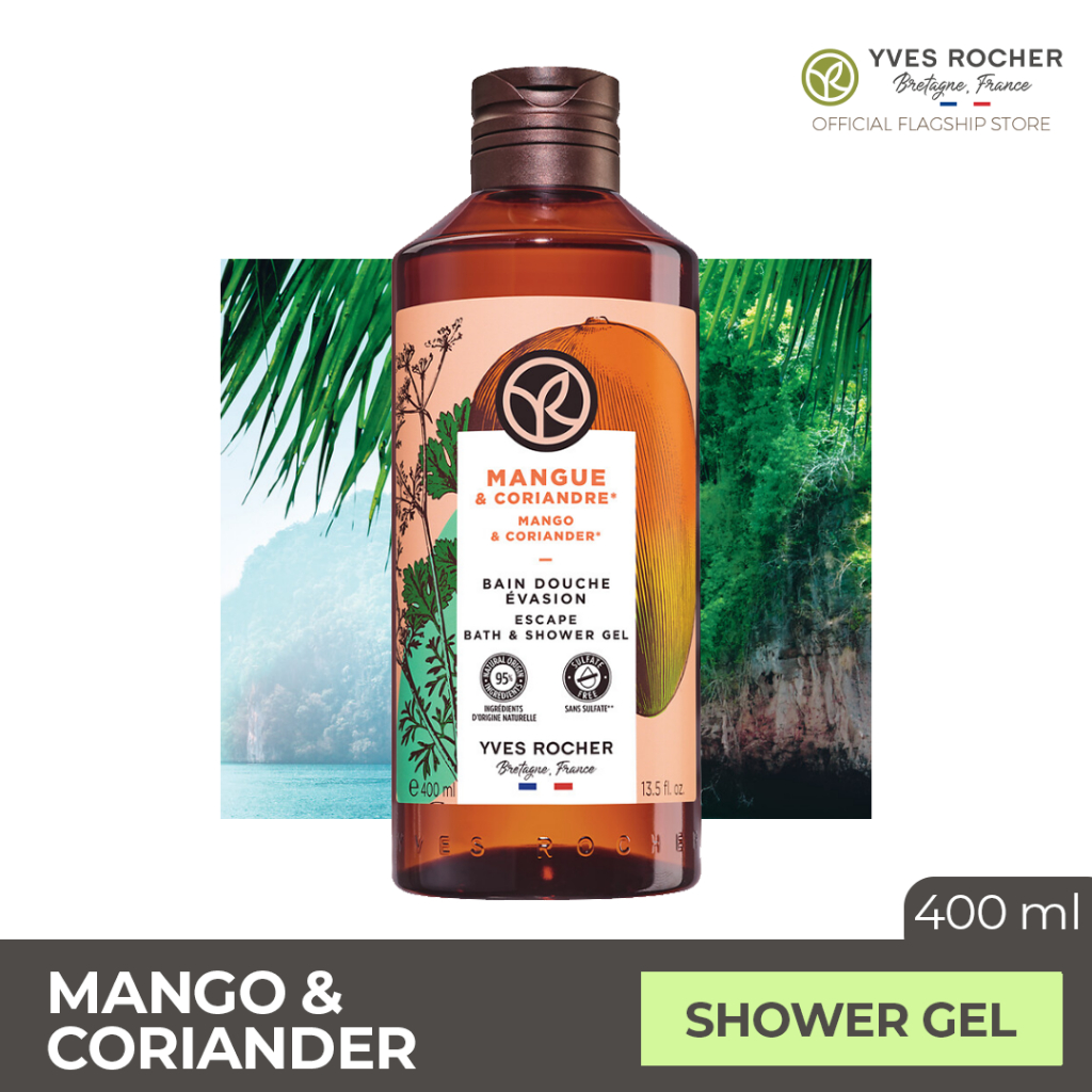 Yves Rocher Mango Coriander Energizing Shower Gel - 400ml Natural ...