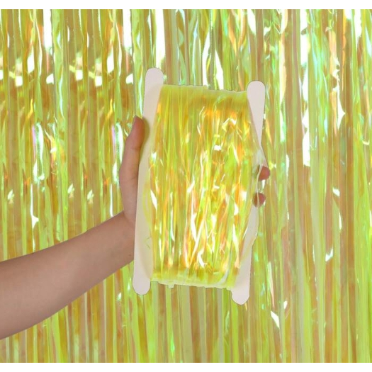 Agar.Shop Iridescent Yellow Fringe Curtain Backdrop For Birthday Party ...