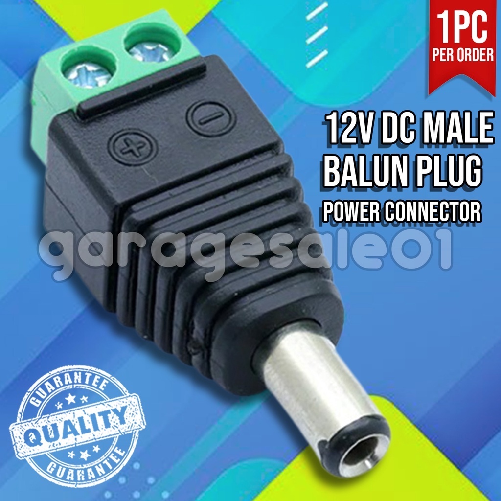 GS10 DC Male Power Balun Plug Connector Cctv Power Supply Connector ...