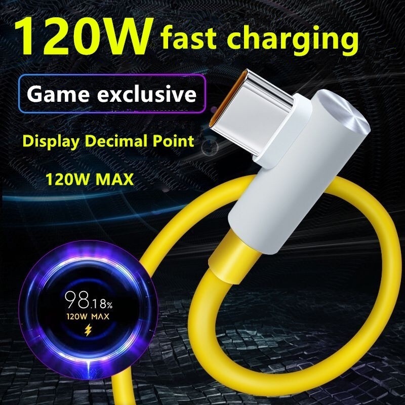 Xiaomi 67W 120W Turbo Cable Type C 6A Super Fast Charge Elbow Right ...