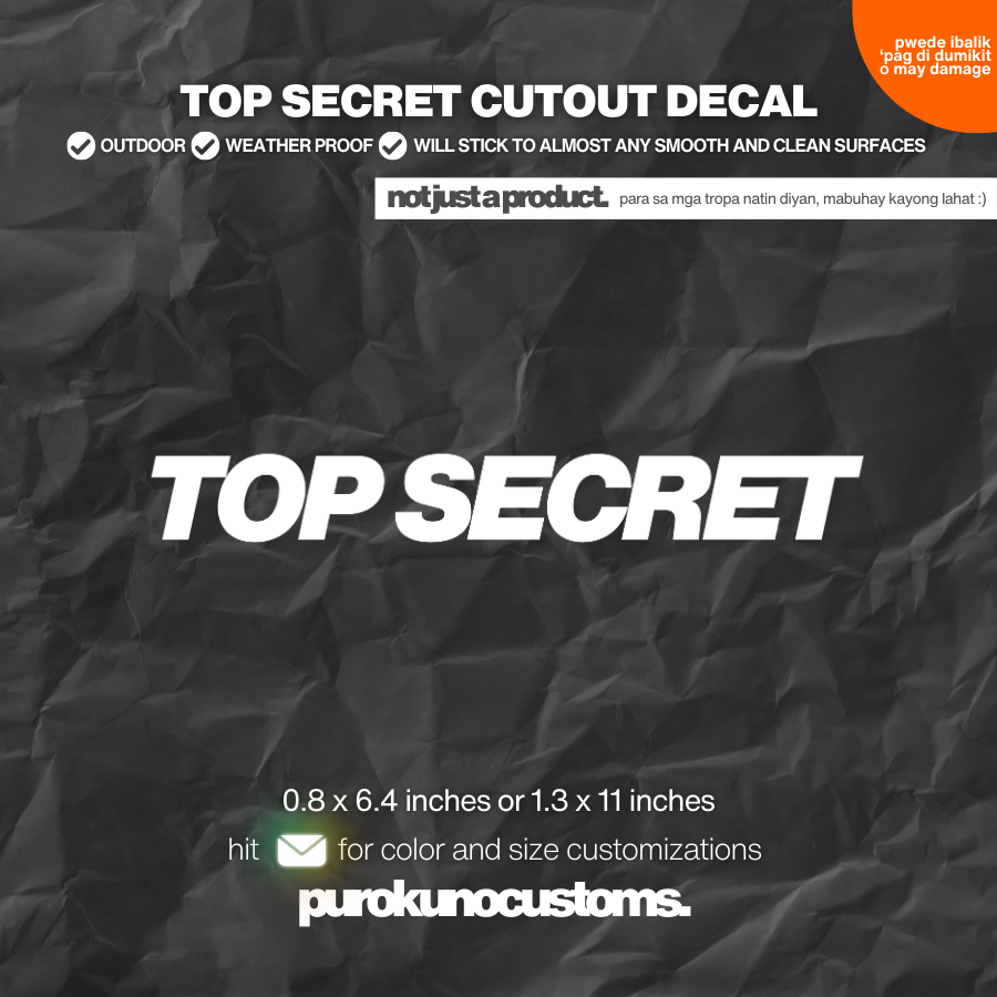TOP SECRET CUTOUT DECAL STICKER | Shopee Philippines