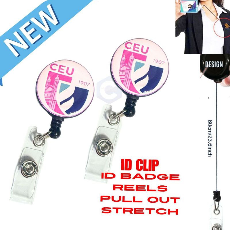 CEU id holder id clip stretch name tag lanyard | Shopee Philippines