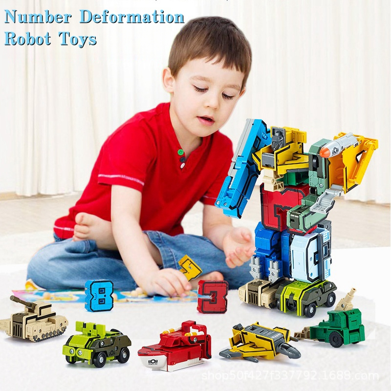 Timi Number Deformation Robot Toys, Assemble Building Blocks Kits ...