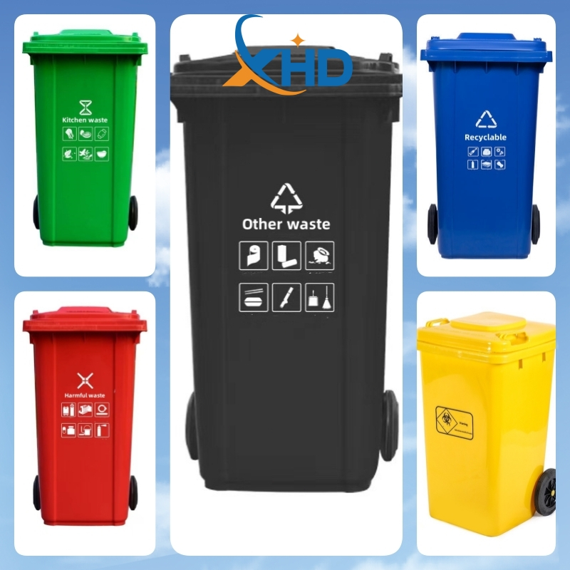 100L/120L/240L Wheeled trash cans, outdoor large trash cans with covers ...