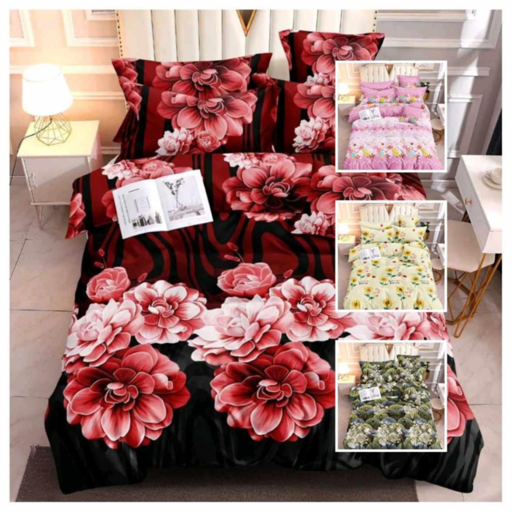 BEHOME | 4IN1 BEDSHEET Canadian Cotton FLORAL 4 Fully Garterized ...