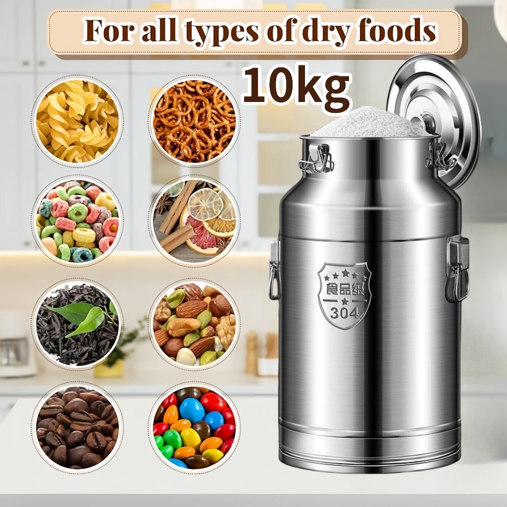 Rice dispenser 10kg stainless rice jar with lidairtight container food ...