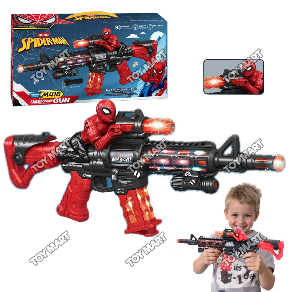 Spiderhero M416 Submachine Barrel Moving Toy Gun LED Light Sound Effect ...