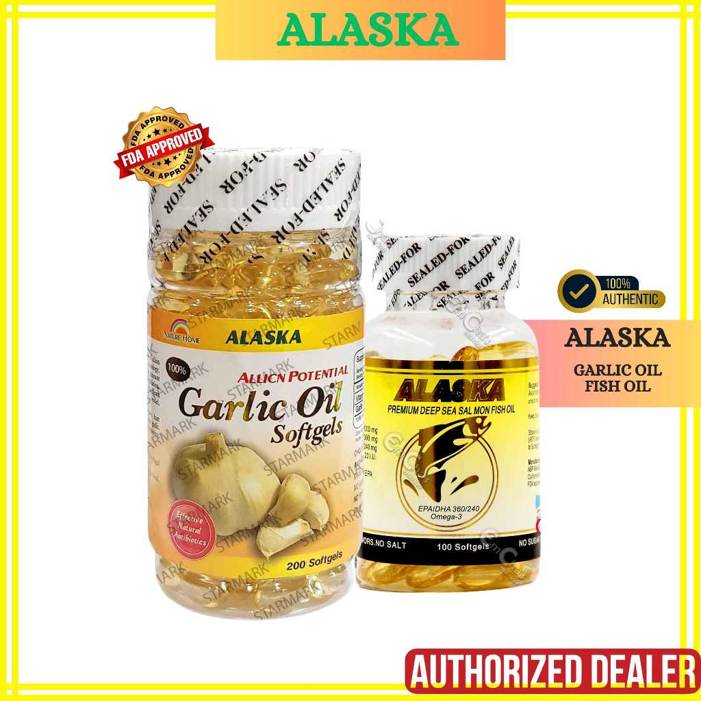 Alaska Original Fish Oil Omega 3 and Garlic Oil 200Softgel Food ...