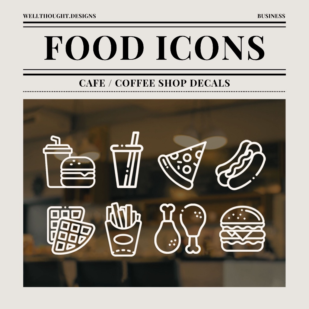 Food and Beverage Restaurant Business Logo Signs Sticker Window Decals ...