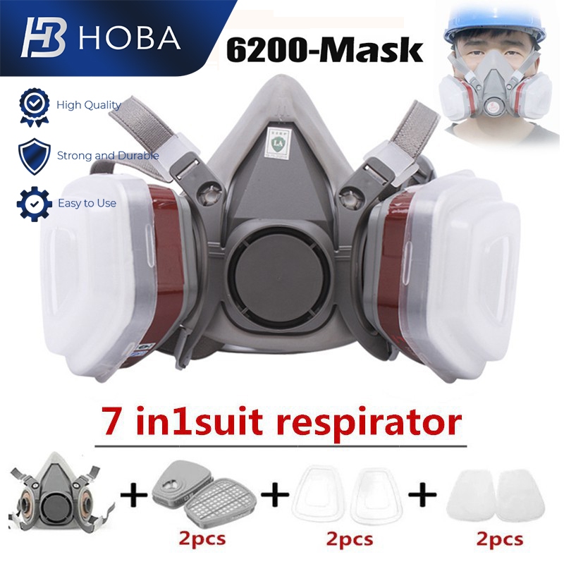 Hoba Mask 6200 Gas Mask Half Face Safety Respirator Mask Filter Cotton ...