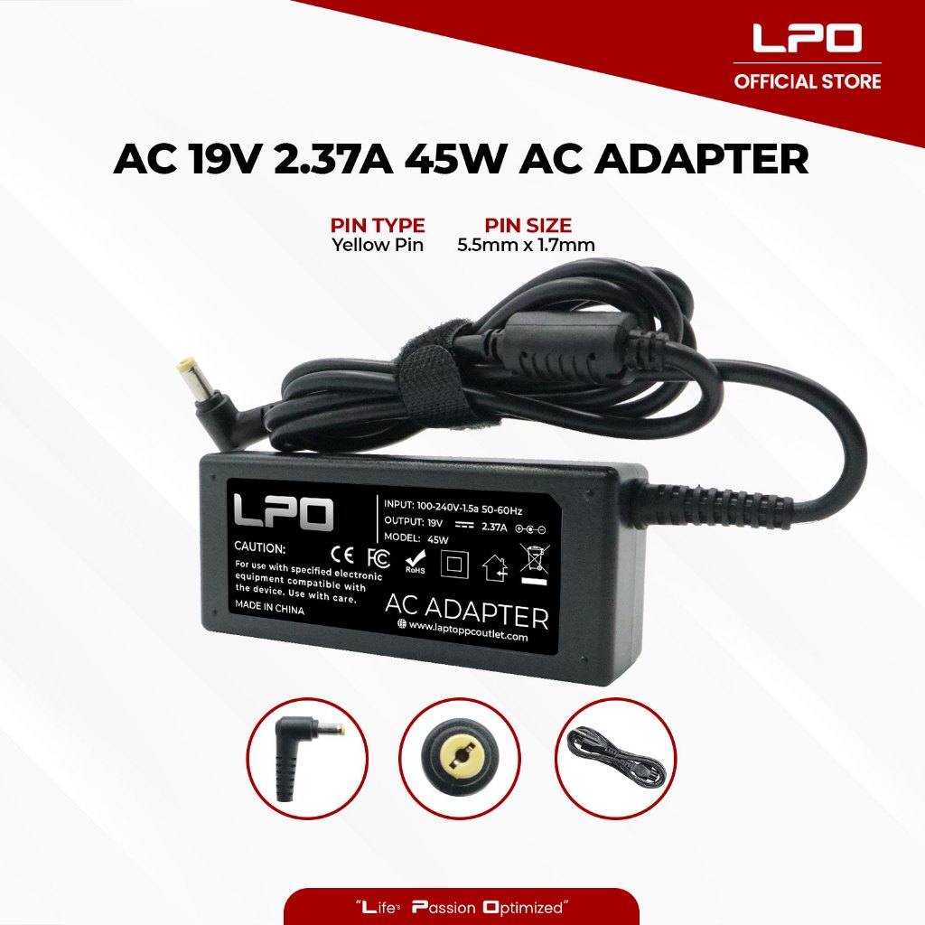 LPO Brand Acer Laptop Charger 19V 2.37A For Acer Travelmate P249 N16Q1 ...