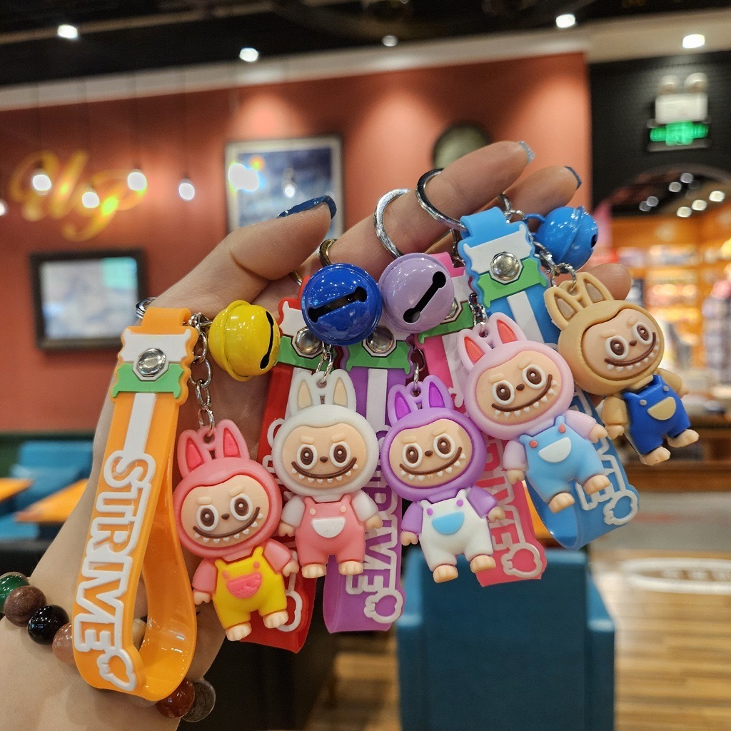 Labubu Keychain With Bell Cute Cartoon Little Sheep Doll Key Ring ...