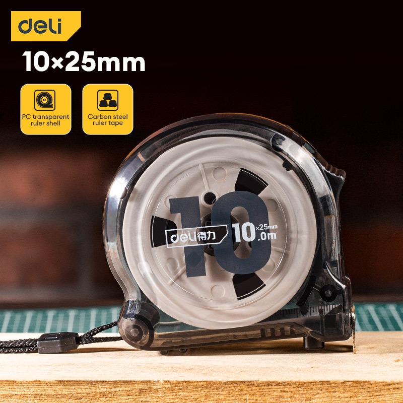 Deli Tools Steel Tape Measure 10mx25mm Transparent Shell DL271025T ...