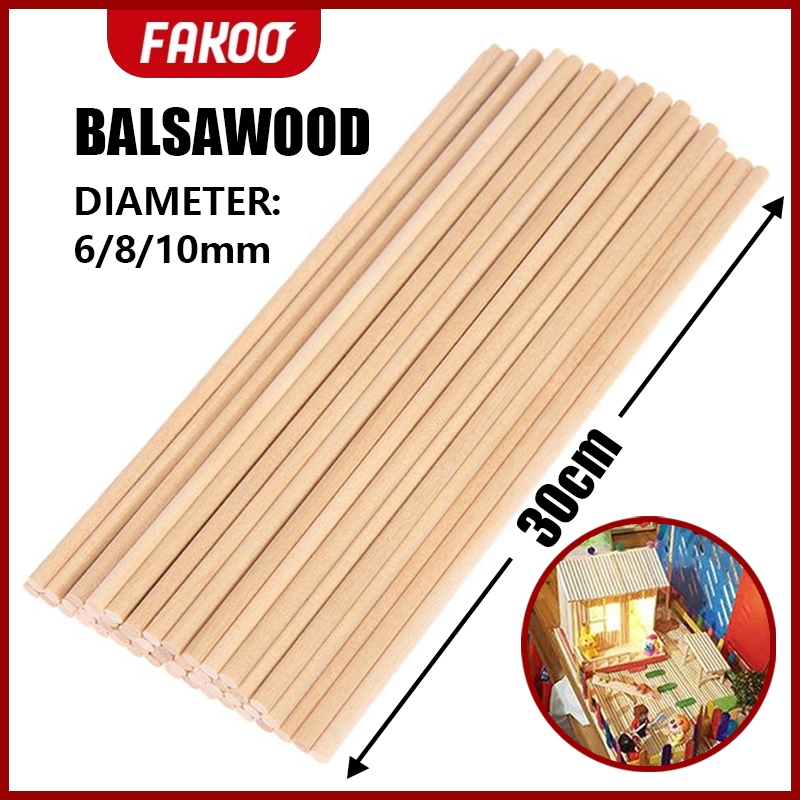 COD 10pcs balsawood DIY Handmade Round Wooden Stick Model Materials for ...