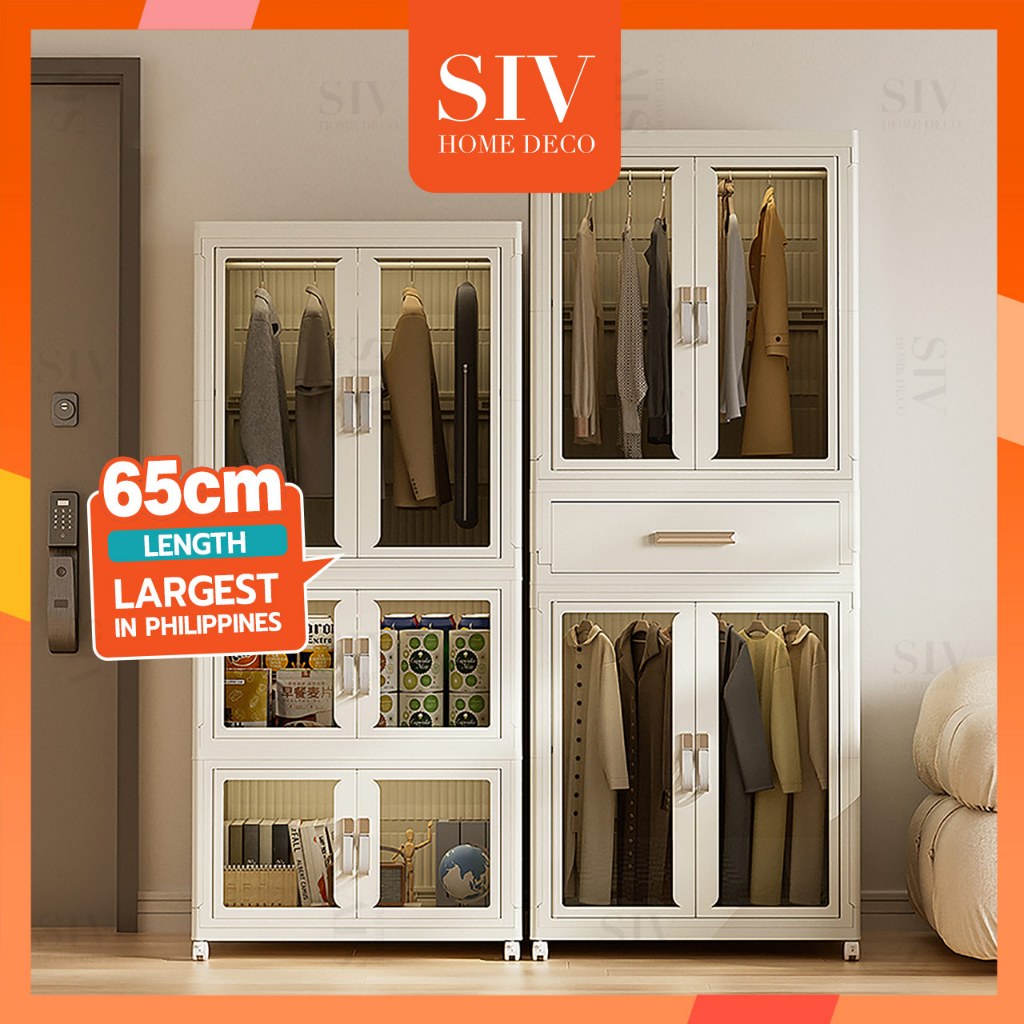 【65cm Big】SIV Baby Wardrobe Cabinet Plastic Cabinet Clothes Storage ...