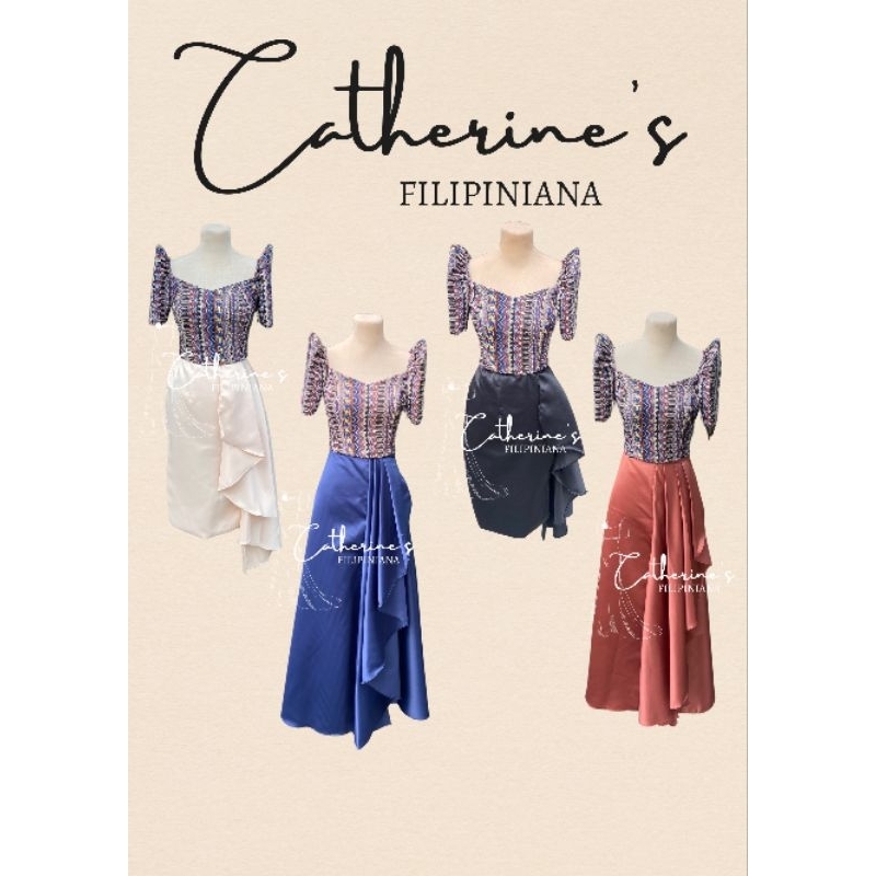 MODERN FILIPINIANA ETHNIC TOP WITH OVERLAP SKIRT | Shopee Philippines